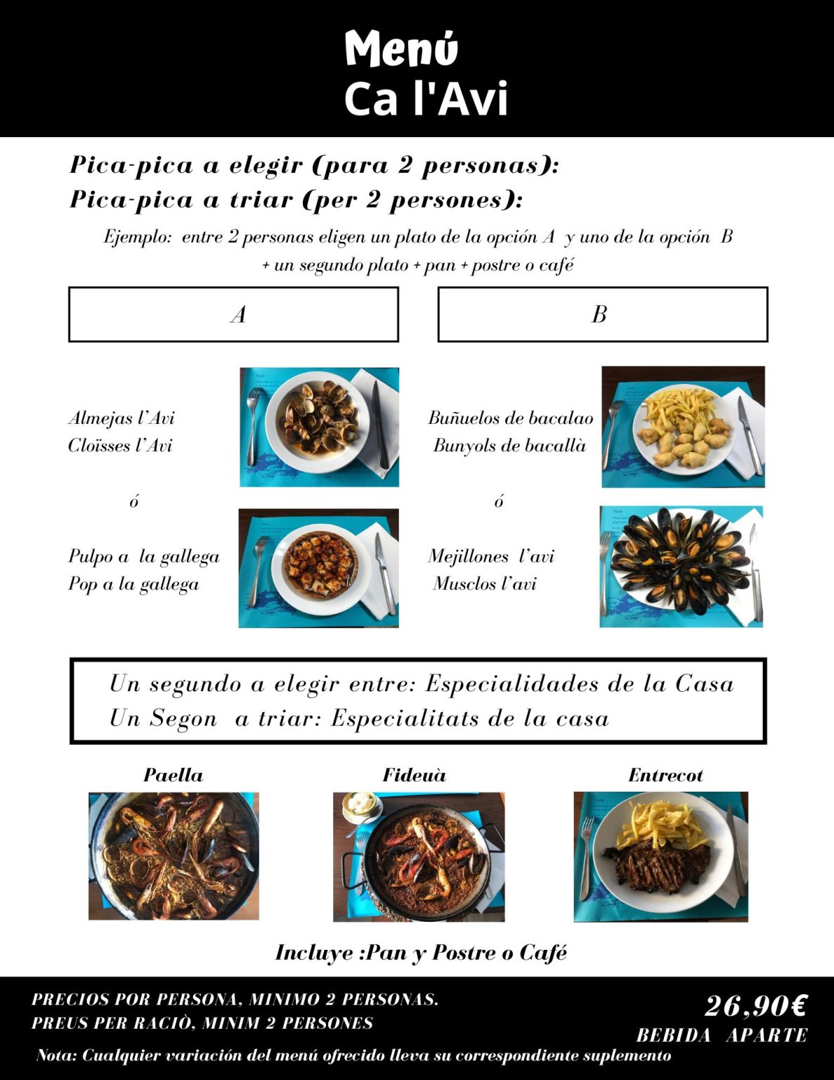 Menú l’avi – Restaurant Ca L’avi